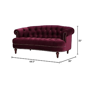 MAKLAINE Contemporary Hardwood 68.5" Loveseat in Burgundy
