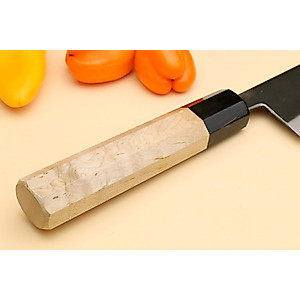 Yoshihiro Kurouchi Black-Forged Blue Steel #2 Stainless Clad Japanese Gyuto Chef Knife Kaede Handle (7"(180mm) & No Saya)