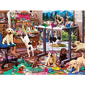Buffalo Games - Steve Read - Painting Puppies - 750 Piece Jigsaw Puzzle for Adults Challenging Puzzle Perfect for Game Nights - Finished Puzzle Size is 24.00 x 18.00