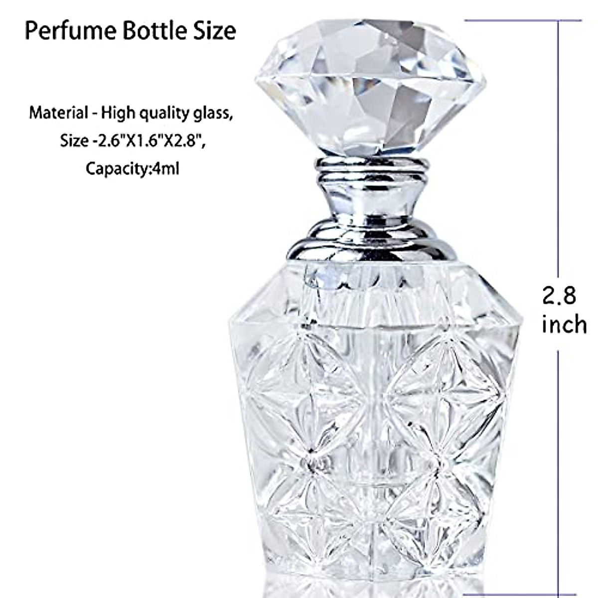 H&D HYALINE & DORA Clear Art Carved Crystal Empty Mini Refillable Perfume Bottle