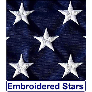 US Flag Factory - 3x5 FT American Flag (Pole Sleeve) (Embroidered Stars, Sewn Stripes) Outdoor SolarMax Nylon Flag - 100% Made in America (3x5 FT)