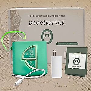 Poooliprint LE Inkless Pocket Printer - Mini Phone Bluetooth Portable Poooli Thermal Printer for iOS + Android Print Sticky Photos, Labels, Notes, Lists for Journal, Green