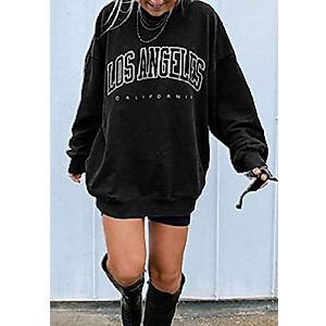 Women's Oversized Sweatshirt Los Angeles California Crewneck Long Sleeve Casual Loose Pullover Tops