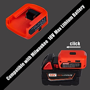 Battery Adapter for Milwaukee 18v Battery USB Charger & 12v DC Port & Work Light - Power Source Supply for Milwaukee Lithium-ion Battery (Tool ONLY)