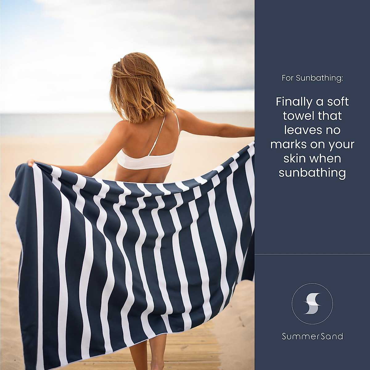 SummerSand Microfiber Beach Towel Extra Large (79 x 39.5 in) - Quick Dry, Sand Free - Compact and Lightweight for Travel - Recycled Materials - Travel Bag Incl - Oversized Pool Towel – Deep Blue
