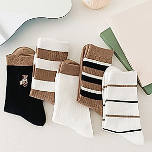 Womens Calf Socks Women's Medium Tube Socks New Brown Socks Stripe Cute Bear Socks Neon Softball Socks