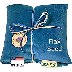 KOYA Naturals Soft Velvet Flax Seed Pillow - Microwave Heating Pad – Microwavable Moist Heat Pack – for Neck, Muscle, Joint, Stomach Pain, Menstrual Cramps – Warm Wrap (Turquoise)