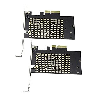 High Performance Durable 2x M.2 to PCIe NVMe and SATA SSD Dual M Key and/or B Key Adapter Card 2242 2260 2280 M2 Drive to Desktop PCI Express x4 x8 x16 Slot, Includes Brackets Vicue