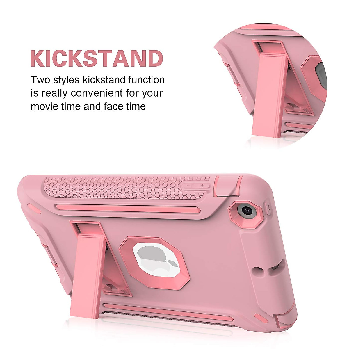 MAKEIT CASE iPad Mini Case, iPad Mini 3 Case Heavy Duty Hybrid Shockproof Protective Silicone and PC Hard Case Full-Body Rugged Protective Case with Kickstand for iPad Mini 1/2/3