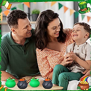 30 Pcs Halloween Candy Cauldron Kettles Mini Plastic Witches Cauldron Pot Cauldron Candy Bowl with Handle Black Green Candy Bucket for St. Patrick's Irish Themed Boys Girls Party Decorations Supplies