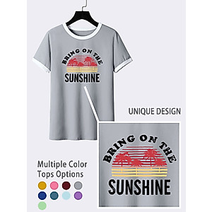 Nlife Bring On The Sunshine Graphic Short Sleeves Tees Blouses for Women Tops Sweaters for Women