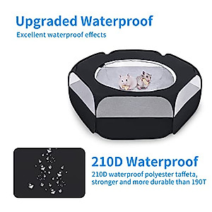 Small Animal Playpen, SKYKA Pet Playpens, Rabbit Playpen Cat Playpen with Cover Top Guinea Pig Toys Playpen for Hamster/Ferret/Bunny/Kitten/Chick Brooder Box Cage Tent, Indoor Outdoor Waterproof Black
