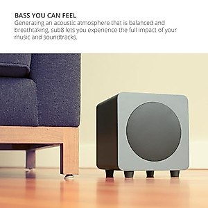 Kanto sub8 Powered Subwoofer – 8” Paper Cone Driver — Powerful Bass Extension – Matte Black