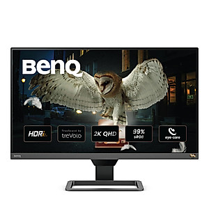 BenQ EW2780Q Premium Monitor 27" QHD 1440p | IPS | HDRi | Eye-Care Tech | TUV Certified | Adaptive Brightness Plus | Tilt Screen | Robust 5w Speakers | Eye Reminder | DisplayPort | HDMI,Black