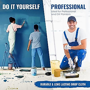 REDIBLUE Canvas Drop Cloth for Painting - Washable, Durable, Highly Absorbent Seamless Cotton Fabric, Multipurpose Protection for Floor, Carpet, Furniture, Indoor, Outdoor Use, 8oz, 6x9 ft