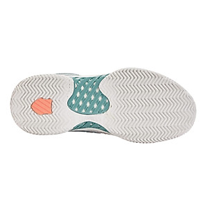 K-Swiss Women's Hypercourt Express 2 HB Tennis Shoe, Blanc De Blanc/Nile Blue/Desert Flower, 9 M