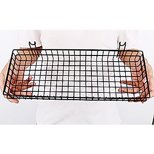 Kaforise Hanging Basket for Wire Wall Grid Panel, Multi-Function Wall Storage and Display Basket, Large Size, Black Painted