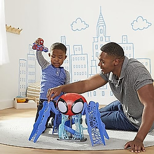 Spidey and His Amazing Friends Marvel Web-Quarters Playset with Lights and Sounds, Includes Spidey Action Figure and Toy Car, for Kids Ages 3 and Up,F1461