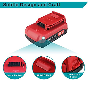 2 Pack 3.0Ah PC18BLX 18V Replacement Battery for Porter Cable 18V Battery PC18BL PC18B-2 Compatible with Porter Cable 18V Lithium Battery PC18BLEX PCC489N PC188 Power Tools (Red)