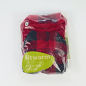 Fitwarm Dog Turtleneck Plaid Sweater, Winter Pajamas, Dog Clothes for Small Dogs Girl Boy, Christmas Pet Coat, Cat Apparel, Red, Large