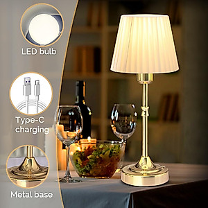 Leroxo Portable Metal LED Lamp, Cordless Metal Lamp, Touch Control Charging Lamp3-Levels Brightness Rechargeable Bedside Lamp,Laser,LED lamp