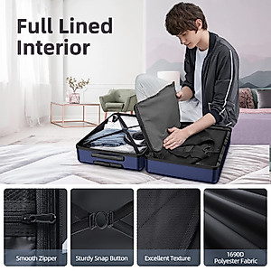 BEOW Luggage Sets 4 Piece Hardside Expandable Luggage Set Clearance Suitcase Sets with Wheels TSA Lock 16''20''24''28''(Deep Blue)