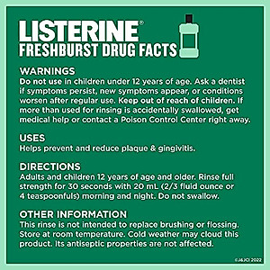 Listerine Antiseptic Mouthwash, Fresh Burst 250 mL (Pack of 3)