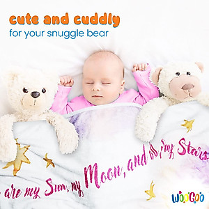 WooGoo Baby Milestone Blanket for Baby Boys and Baby Girls - Soft Premium Fleece - Baby Boy Shower Gifts - Baby Growth Chart - New Born Baby Gifts, Blanket, 40 x 60 Inches (Pink)