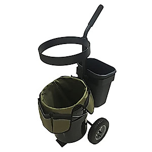 biosp Garden Carts Heavy Duty Rolling Lawn Yard Mobile Gardening Trolley Wheeled with 5 Gallon Bucket Oxford Bag Tool Organizer Storage
