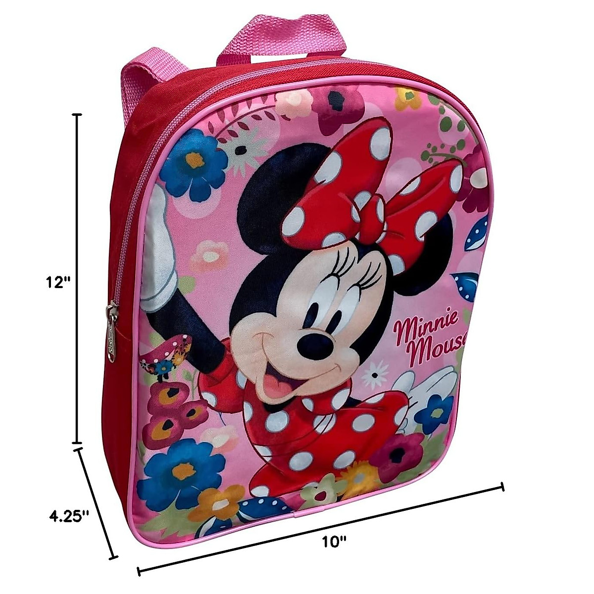Ruz Minnie Mouse Toddler Girl 12 Inch Mini Backpack (Red-Pink)