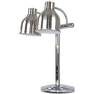 LINKANRUO Food Heating Lamp, Double Heat Lamp Food Warmer, with Scattered Vents and Dual 250w Bulbs, Restaurant Kitchen Buffet Warmer Table, Free Standing Commercial and Home Use Lamps(Silver)