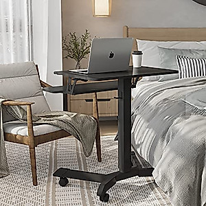 Fenge Mobile Standing Desk, Laptop Desk with Keyboard,Rolling Standing Desk Laptop Cart on Wheels,Height Adjustable Computer Workstation,Home Office LC-G27201WB