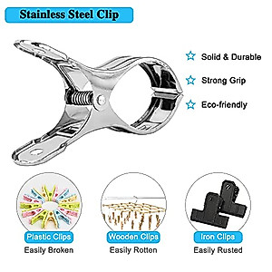 30 Pcs Stainless Steel Clips,DanziX 2.1-Inch 3.6-Inch Clips for Netting Plant Cover Greenhouse Frame Clothes Towel Quilts