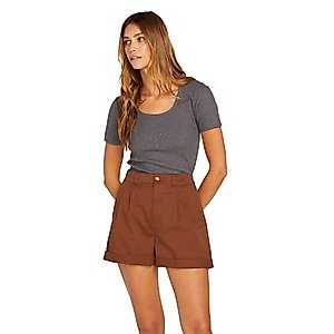 Volcom Women's Frochickie Trouser Short, Dark Clay, 32