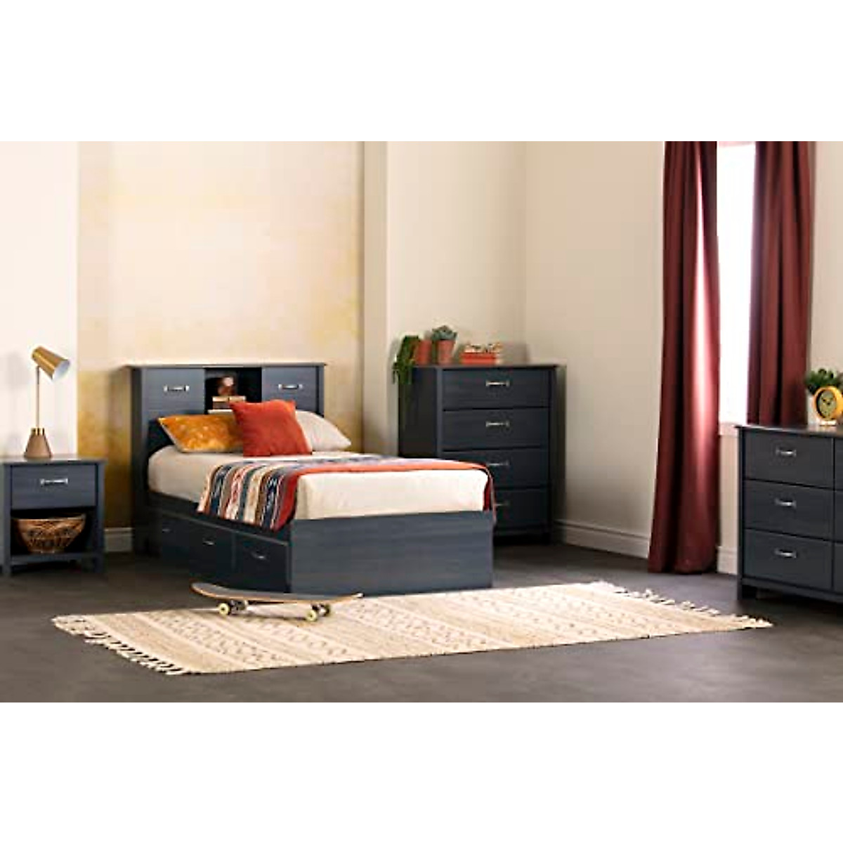 South Shore Ulysses Mates Bed with 3 Drawers, Twin 39-inch, Blueberry