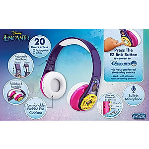 eKids Disney Encanto Bluetooth Headphones with EZ Link, Wireless Headphones with Microphone and Aux Cord, Kids Headphones for School, Home, or Travel