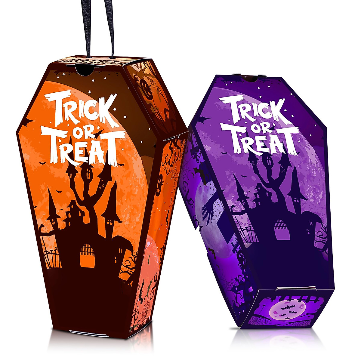 HOMEZZO 24 Pcs Halloween Coffin Boxes, Trick or Treat Halloween Coffin Paper Candy Treat Gift Boxes for Halloween Party Decorations