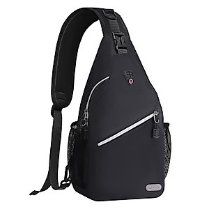 MOSISO Sling Backpack, Multipurpose Crossbody Shoulder Bag Travel Hiking Daypack, Black, Medium