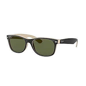 Ray-Ban RB2132 New Wayfarer Sunglasses Shiny Black/Beige (875) RB 2132 55mm