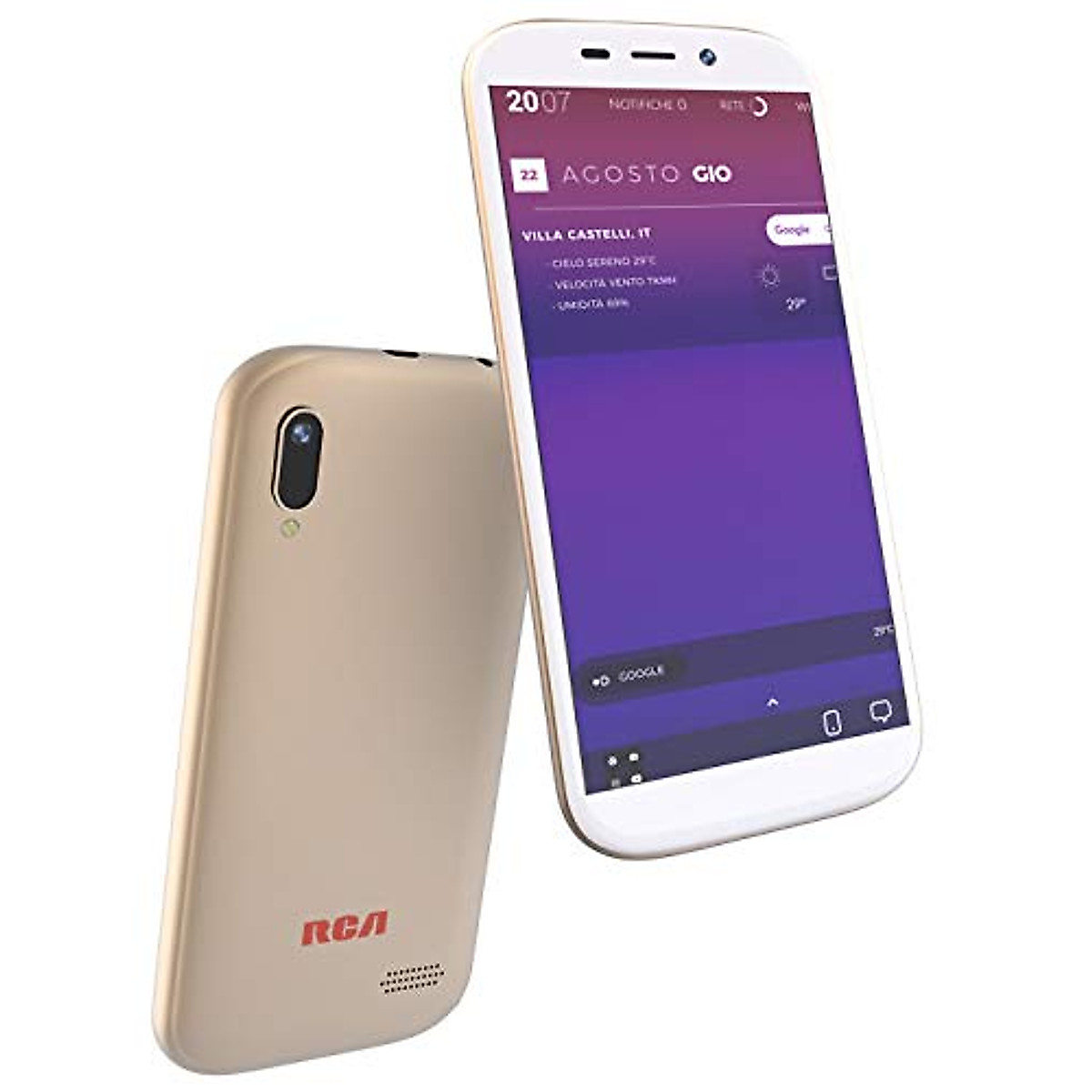 RCA G2 32GB+3GB RAM, 5.5" 18:9 Display, Android 9 Pie, Unlocked Phone (White/Gold)