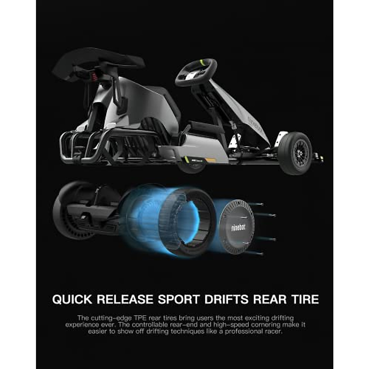 stio Electric GoKart Pro and Gokart Bundle Rear Tire Kit Compatible with Ninebot by Segway Go Kart PRO,Gokart(with Ninebot S Max), S-MAX Quick Release Sports Drift Tires Original Accessories (2PCS)