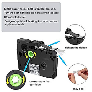 GREENCYCLE 2 Pack Replacement AZE Tapes 12mm 0.47 Inch 1/2" Black on Silver Laminated Label Tape TZe-931 TZe931 TZ931 TZ-931 Compatible for Brother Cube PTD210 PTD600 PTH110 PT1230 Label Maker