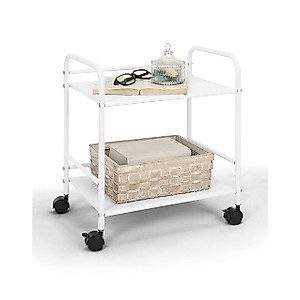 SunnyPoint Minimalist Style Utility Rolling Shelf Cart (WHT)