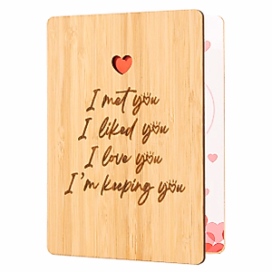 Valentines Day Cards, Anniversary Card for Wife Husband, I Love You This Much Wood Valentines Day Cards, Handmade Love Cards Valentine Card Valentines Day Gifts for Him Her