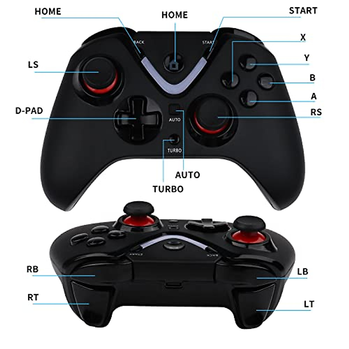 ROTOMOON Wireless Game Controller with LED Lighting Compatible with Xbox One S/X, Xbox Series S/X Gaming Gamepad, Remote Joypad with 2.4G Wireless Adapter Perfect for FPS Games (Black)