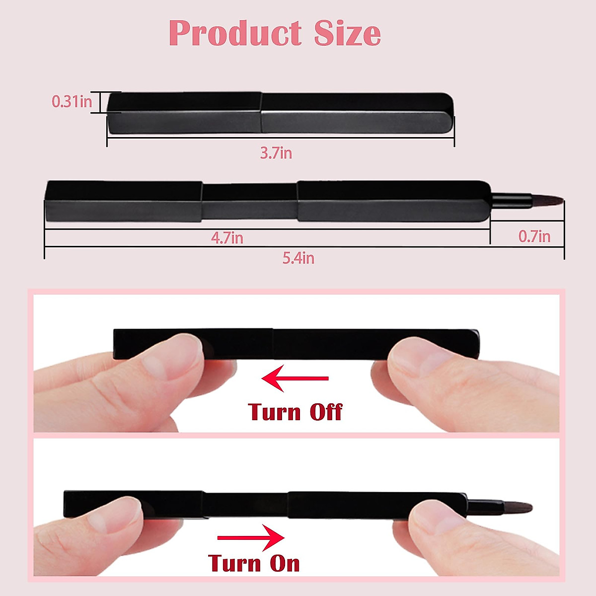 Lip Applicator Brush - 3 Pack Exquisite Professional Dustproof Retractable Lip Brush - Makeup Lipstick Lip Gloss Applicators (Black, Silver and Jewelry Red)