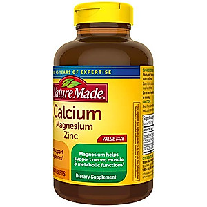 Nature Made Calcium, Magnesium Oxide, Zinc with Vitamin D3 helps support Bone Strength, Tablets, 300 Count