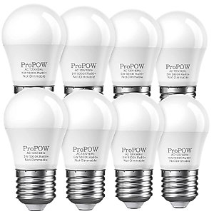 ProPOW A15 LED Bulb, 5W LED Light Bulbs (40 watt Light Bulb Equivalent), 5000K Daylight White Energy Saving Low Watt Light Bulbs, E26 Ceiling Fan Light Bulb for Bedroom (8-Pack)