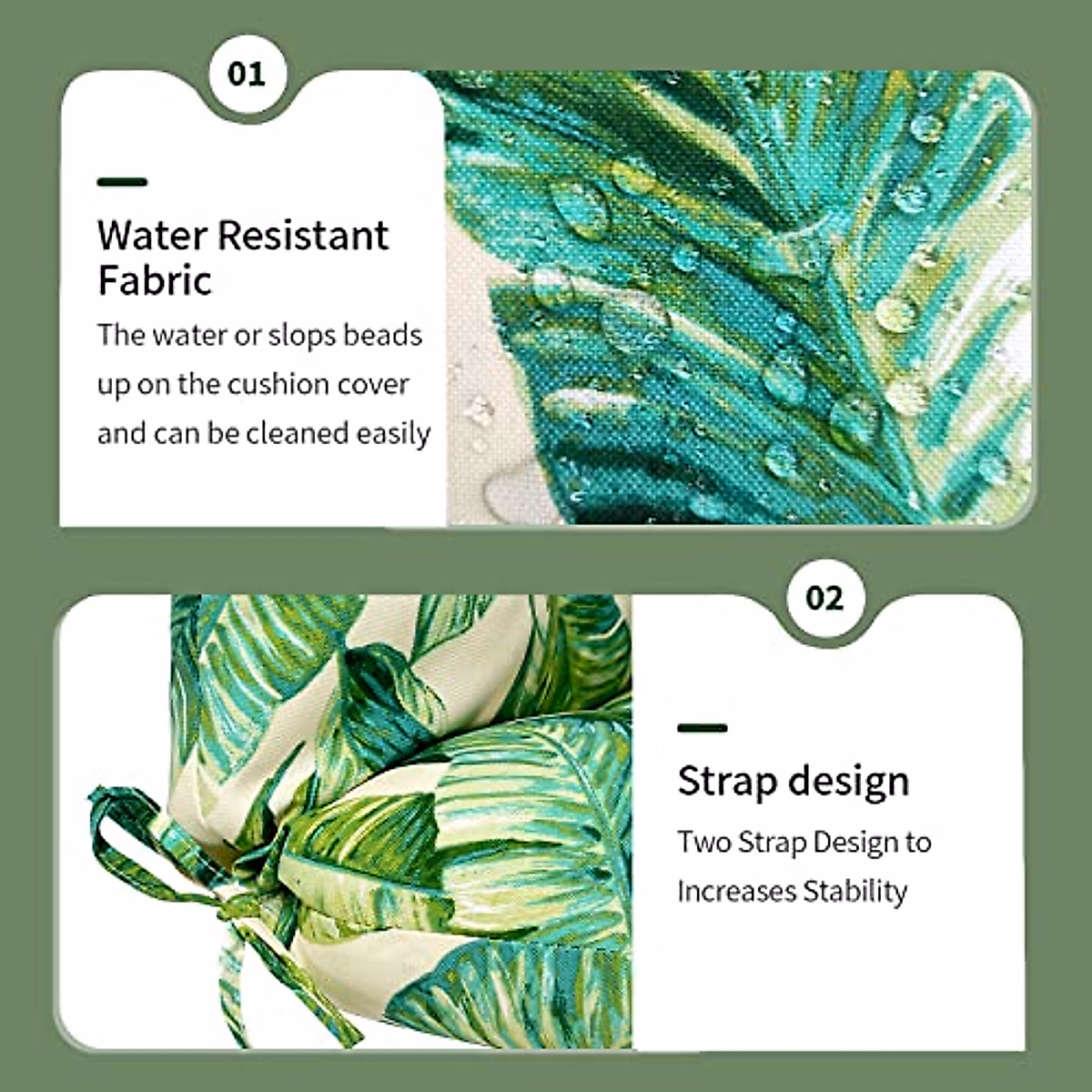 DYTXIII Set of 2 Outdoor High Back Chair Cushions 44"x 22",Water Repellent Rocking Chair Cushions Replacement, Seat/Back Chair Cushions for Patio,Porch,Balcony and Indoor - Swaying Palms