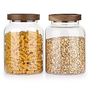 Yangbaga 2PCS Large Glass Storage jar with Lid，86 OZ Airtight Glass Food Canister Container for Kitchen Countertops BPA-Free Grain Dispenser Container for Flour/Pet Snacks/Egg/Coffee/Candy